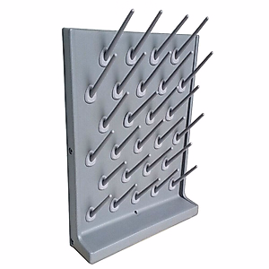 Eapmic 2 Pcs Laboratory Drying Rack Detachable 27 Pegs Wall Mount Glassware Drying Rack Built-in Molded Drain Pan, Lab Supply Pegboard for Tube Beaker Flask Dry