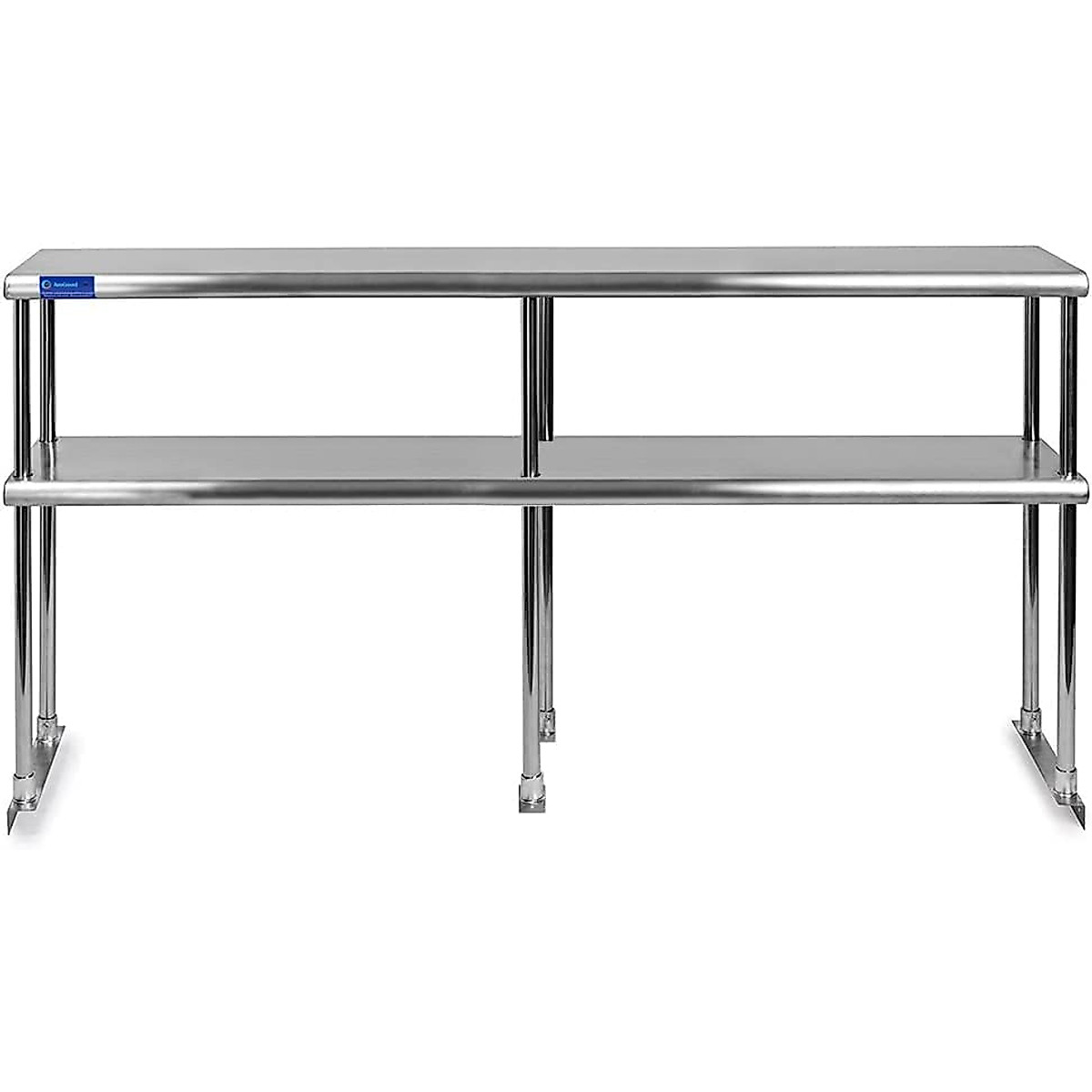 Express KitchQuip NSF Certified 18 Gauge Heavy Duty Stainless Steel Double Overshelf with Brackets 12"x96"