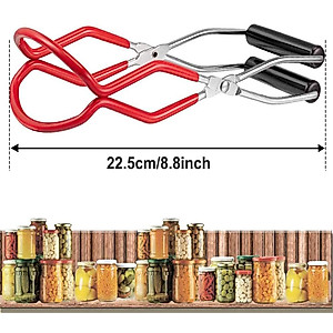 Oriflame Canning Jar Lifter Tongs, Stainless Steel Jar Lifter with Rubber Grips - for Slip Wide-Mouth Clip for Kitchen Restaurant (Red)
