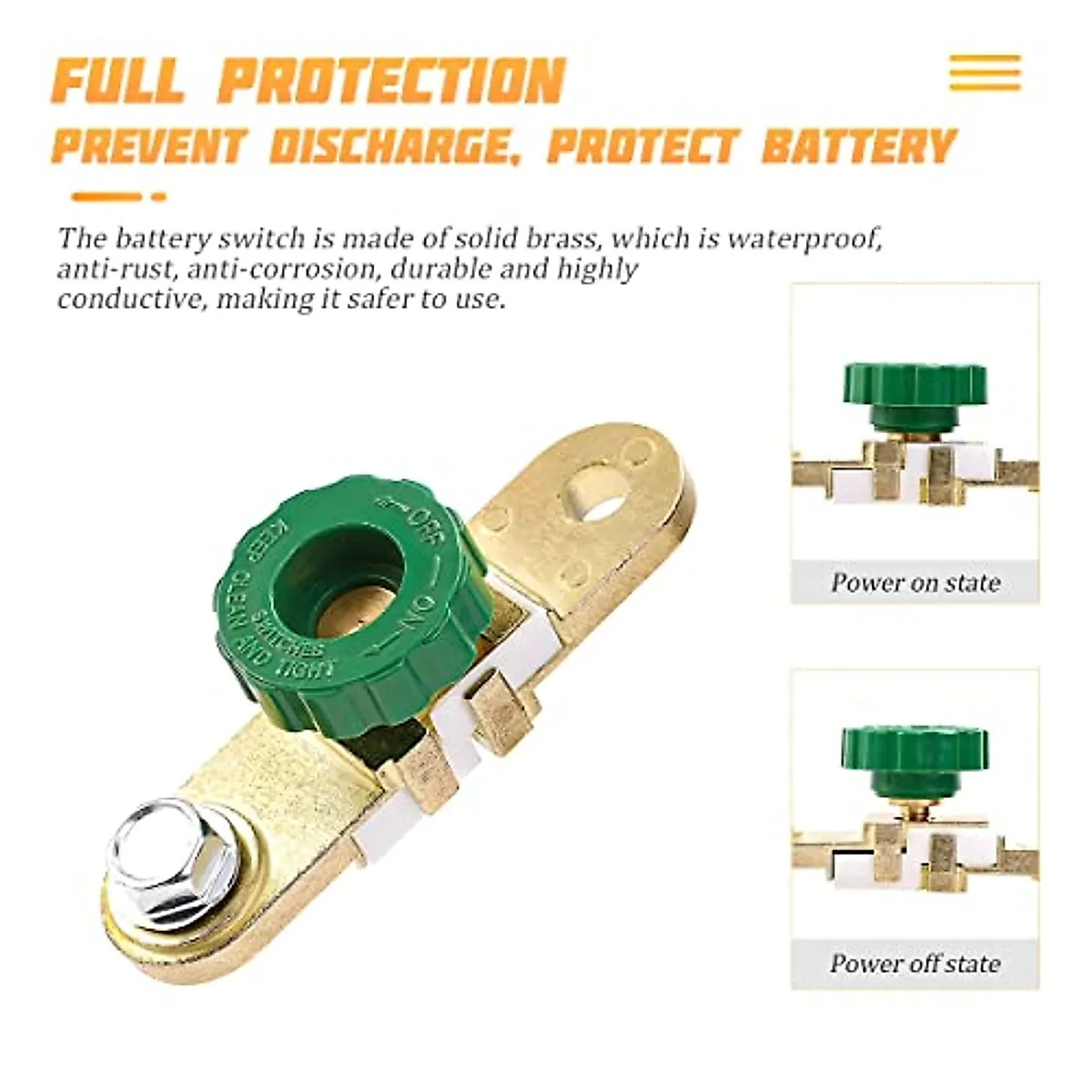 AICEL Car Side Post Battery Disconnect Switch, Side Terminal Battery Power Cut Off Switch for 3/8 Inch Electrical Equipment, Battery Master Switch Isolator for Car Boat Marine Truck