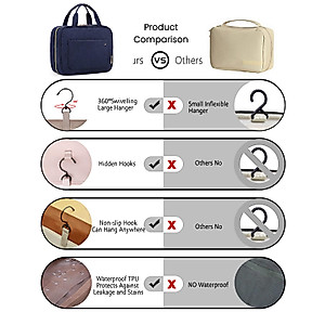 BAGSMART Toiletry Bag Travel Bag with hanging hook, Water-resistant Makeup Cosmetic Bag Travel Organizer for Accessories, Shampoo, Full Sized Container, Toiletries, Smokey Blue