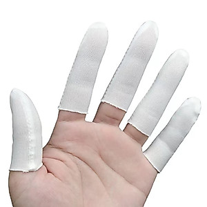 Zxfuture Pack of 100 Cotton Finger cots Protect Fingers Comfortable and Breathable, Absorb Sweat，Cloth Finger cot