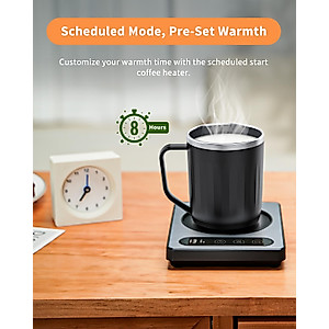 Maestri House Coffee Mug Warmer with Cup for Desk, Electric Mug Warmer with 9 Temperature Settings & 1-12 Hour Timer, Portable Beverage Warmer for Home and Office - Ideal Gift for Coffee Lovers
