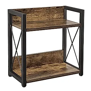 Giikin Counter Shelf Organizer, 2 Tier Kitchen Spice Rack for Countertop, Wood Coffee Counter Organizer for Home (Rustic Brown)