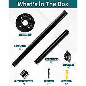 AOKLIT 2 Pack Clothes Rack 36.2 Inch Industrial Pipe Wall Mounted Closet Rod, Space-Saving Clothing Rack, Heavy Duty Detachable Garment Rack, Multi-Purpose Closet Rods For Hanging Clothes 2 Base