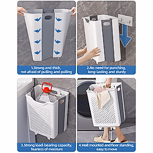 Laundry Basket Collapsible Hanging Laundry Hamper Bag Dirty Clothes Organizer Plastic Laundry Sorter （2 Pack）