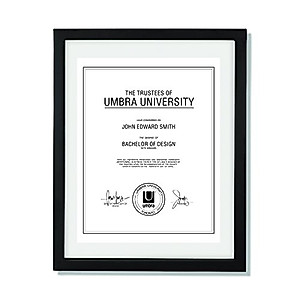 Umbra 316280-040 Floating Frame for Displaying Documents, Diploma, Certificate, Photo or Artwork, 11 x 14 8-1/2 x 11, Black