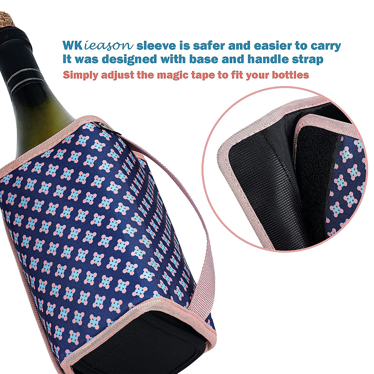 WK IEASON Standard Wine Cooler Sleeves Portable Champagne Insulator Sleeve Can Cooler Beer Cooler Cover- Keeps Wine & Champagne Chilled for Hours (Black)