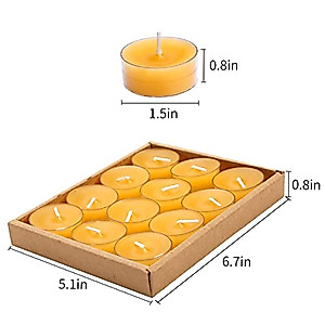 LJQizn 24pcs Natural Beeswax Tealight Candles Handmade Decorative Unscented Pure Beeswax Tea Lights（ Perfect for Birthday Party ,Wedding, Spa, Home Decor)