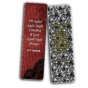 Creanoso Cthulhu H P Lovecraft Bookmark Cards (12-Pack) - Unique Teacher Stocking Stuffers Gifts for Boys, Girls, Kids, Teens, Students - Book Reading Clippers