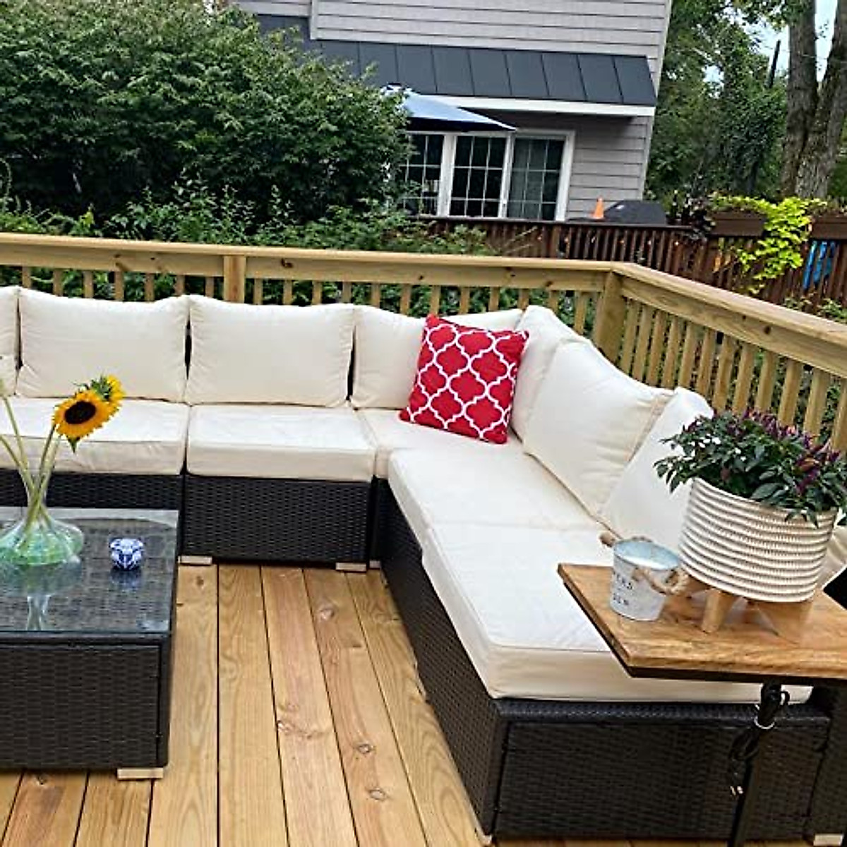 Sqodok Patio Cushion Covers 24x24, Waterproof Outdoor Cushion Covers for Patio Furniture, 4Pack Patio Cushion Slicovers Replacement Outdoor Chair Seat Cushion Covers for Wicker Chair, Ivory