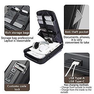 Refutuna Anti Theft Laptop Backpack for Men, Hardshell Waterproof TSA Lock Gaming Computer Backpack with USB Port, Fit 16/15.6 Inch Hard Shell Business Bookbag (black)