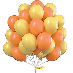 PartyWoo Orange Yellow Balloons, 60 Pcs 12 Inch Yellow Balloons, Dark Yellow Balloons, Deep Orange Balloons, Orange Balloons for Yellow Party Decorations,Orange Birthday Decorations, Orange, Yellow