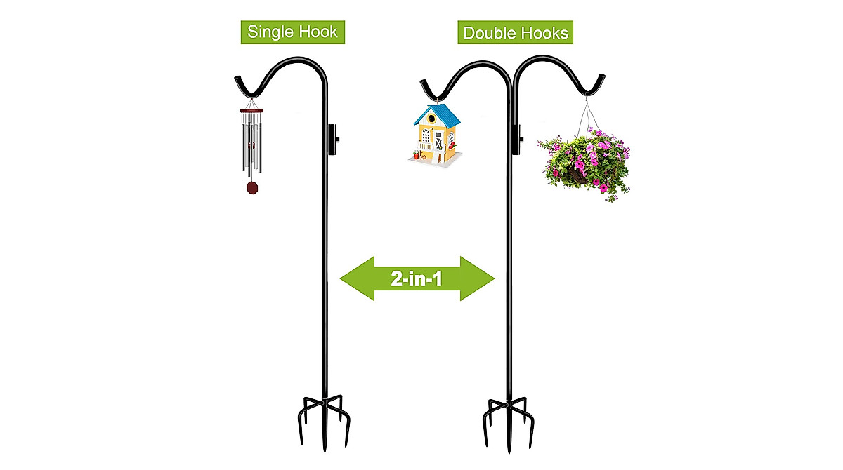 Tuohours 92" Double Shepherd Hook - Adjustable Garden Holder