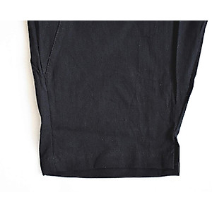 PACEIADTA Men's Cotton Linen Drawstring Pants Elastic Waist Casual Summer Beach Pants (XX-Large, Black)