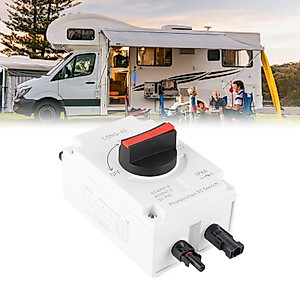 Photovoltaic DC Isolator Solar Switch IEC60947 3 Waterproof IP66 Insulated Switch for Solar Powered RV Boats Solar Power Systems 1200V DC 32A 4P (Fuse Proctive)