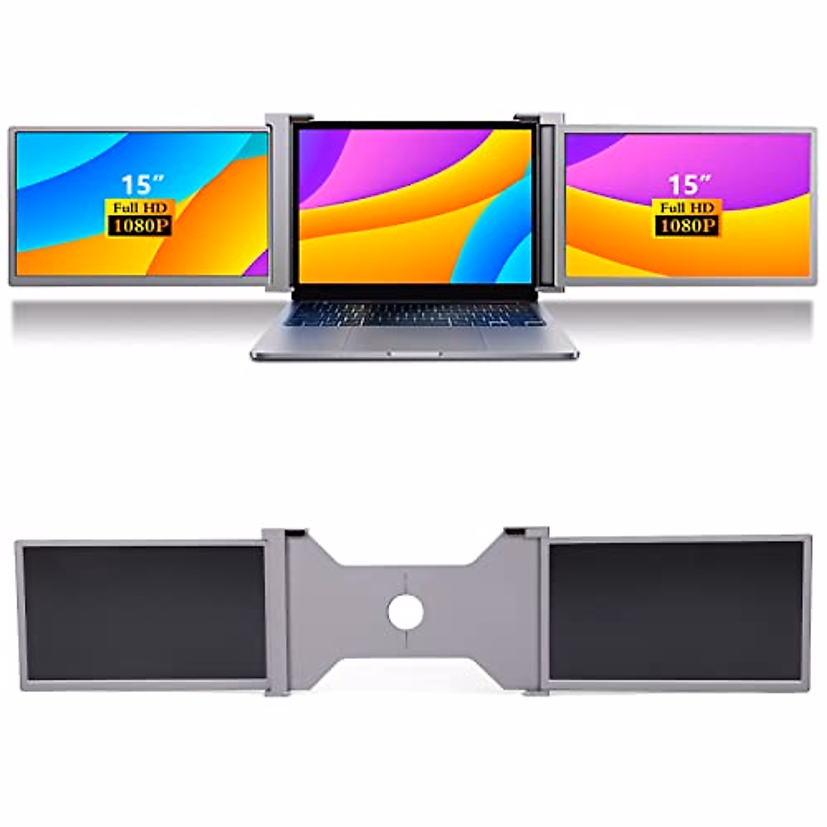 Cryfokt Portable Monitor, Dual Extender FHD 1080P IPS Screen for Laptop Mobile Phone PC (Space Gray)