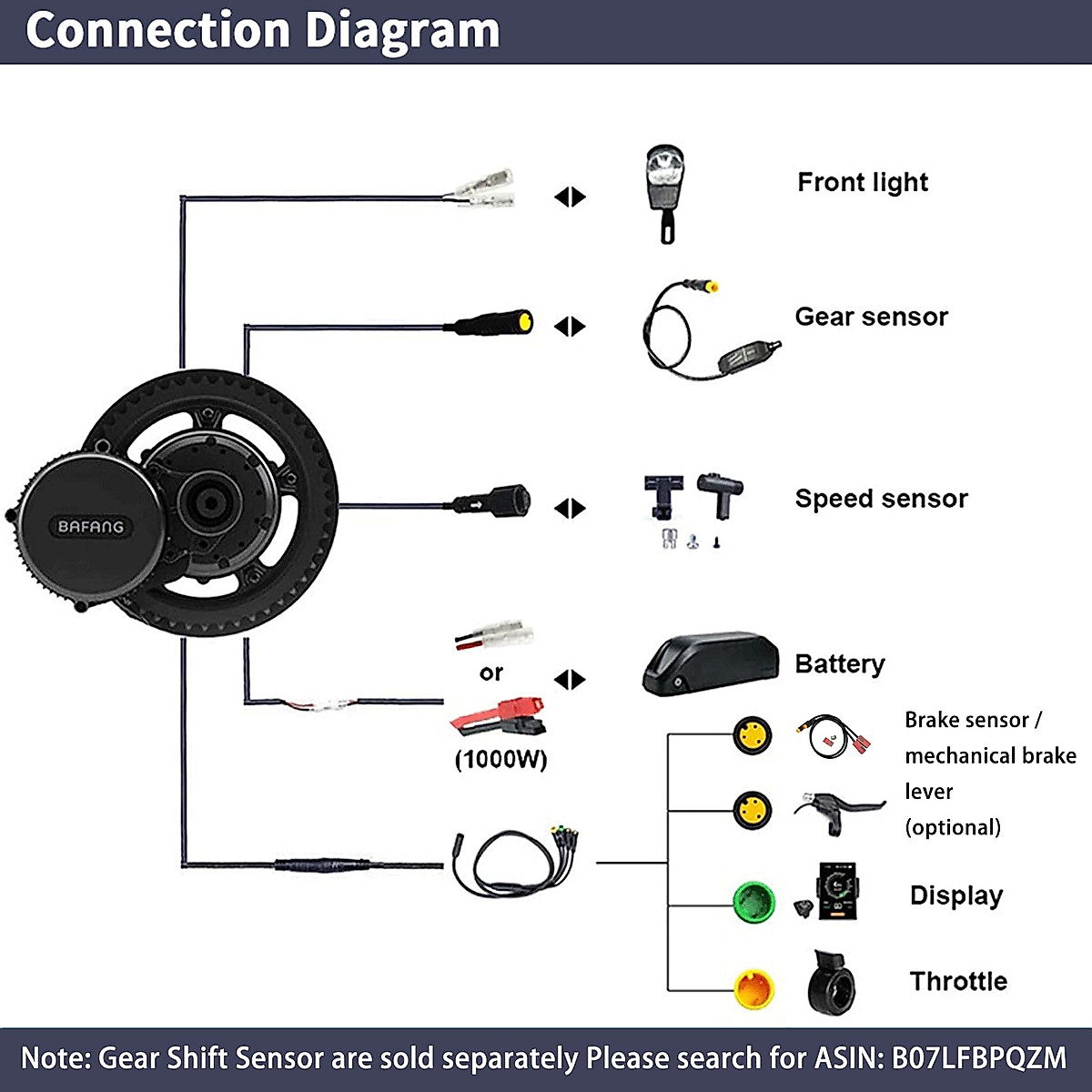 BAFANG BBSHD 48V/52V 500W 750W 1000W Mid Drive Kit with Battery Optional BBS01 BBS02 8FUN DIY Conversion Kit with LCD Display & Chainring Mountain Bike, Road Bike