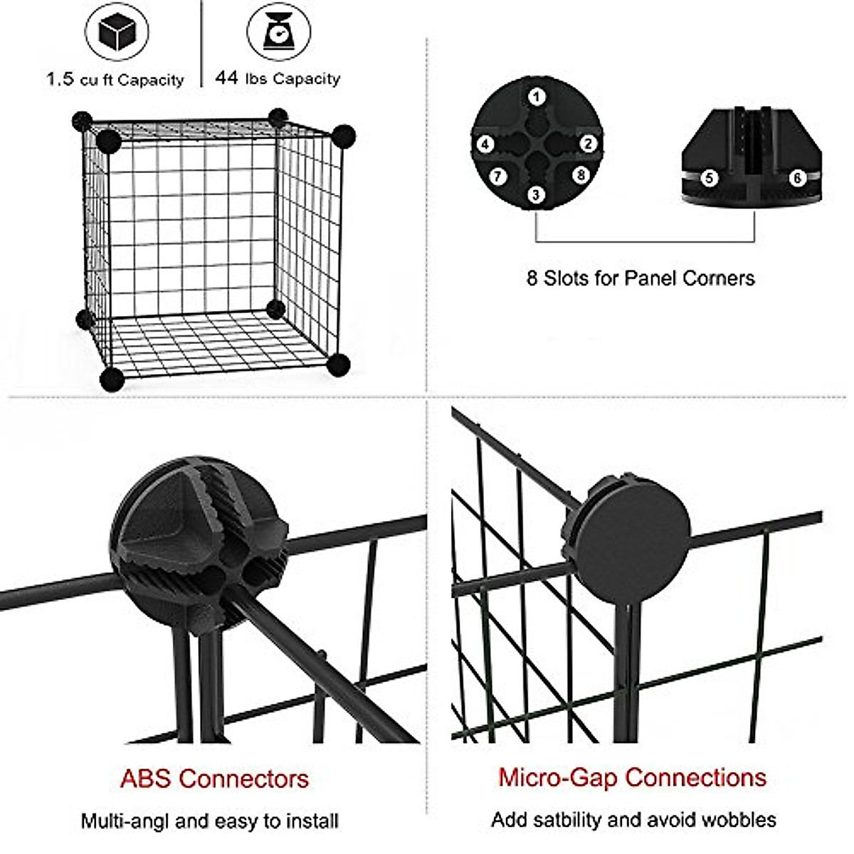 LANGXUN DIY Small Animal, Pet Playpen, Rabbit , Guinea Pig Cages, Puppy, Kitten Playpen | Indoor & Outdoor Portable Metal Wire Yard Fence (16pcs Metal Panels)