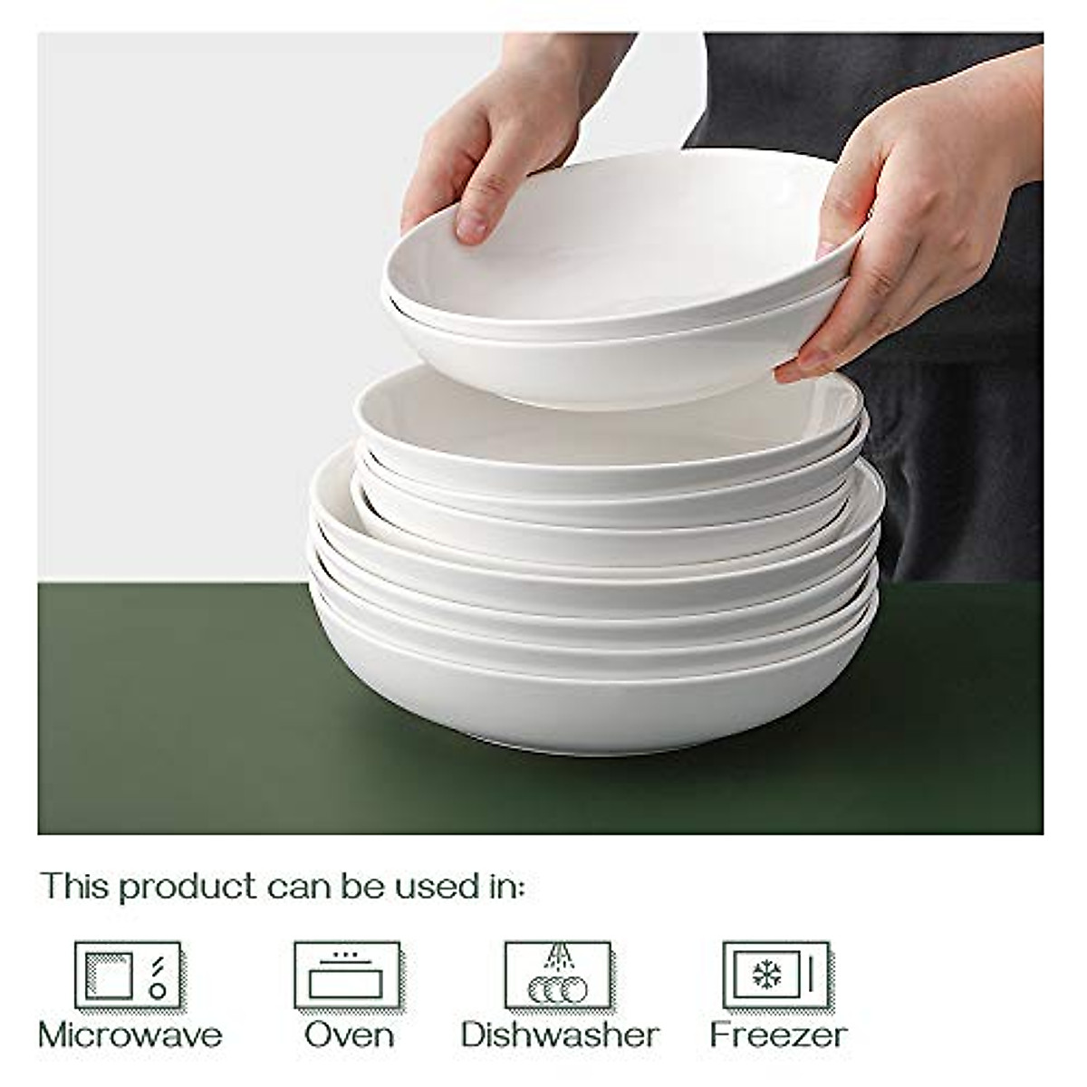 DOWAN 50oz Pasta Bowls Set of 4 + 39 oz Large Soup Bowls Set of 4