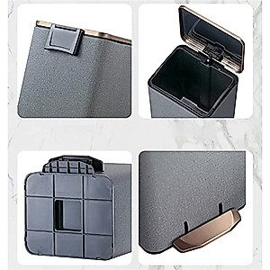 TETARI Trash Can Trash Can Household Living Room Stainless Steel Gray Multi-Specification with Cover Kitchen Bathroom Toilet (Size : Medium)