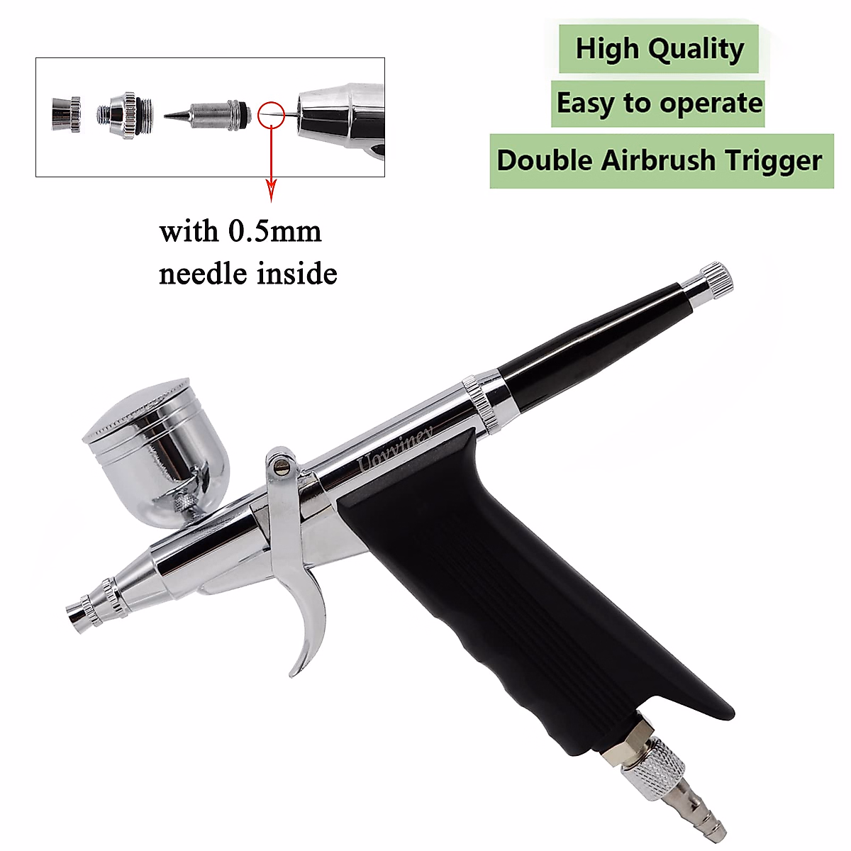Uovviney Trigger Airbrush Gun with 0.5mm Needle Airbrush Spray Gun for Art Model Hobby Painting