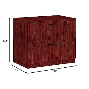 Alera Valencia Series 35-Inch by 22 by 29-1/2-Inch 2-Drawer Lateral File, Mahogany