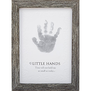 The Grandparent Gift Baby Keepsake Kit Farm House Style Frame, Handprint, Grey