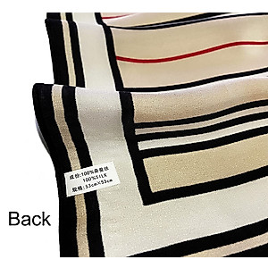 JERLA Women's Men's Small Square 100% Real Mulberry Silk satin Scarfs Hair head face scarf 21" x 21" (Stripe khaki)