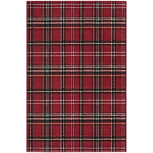 Nourison Grafix Red 3'9'' x 5'9'' Area-Rug, Modern, Plaid, Bed Room, Living Room, Dining Room, Kitchen, Easy-Cleaning, Non Shedding, (4' x 6')
