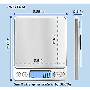 HNZYFUTA Digital Food Gram Scale Mini Pocket Scale for Food Ounces and Grams,Baking,Cooking,Kitchen and Small Items,Tare Function,2Trays,LCD Display (Batteries Included) Silvery