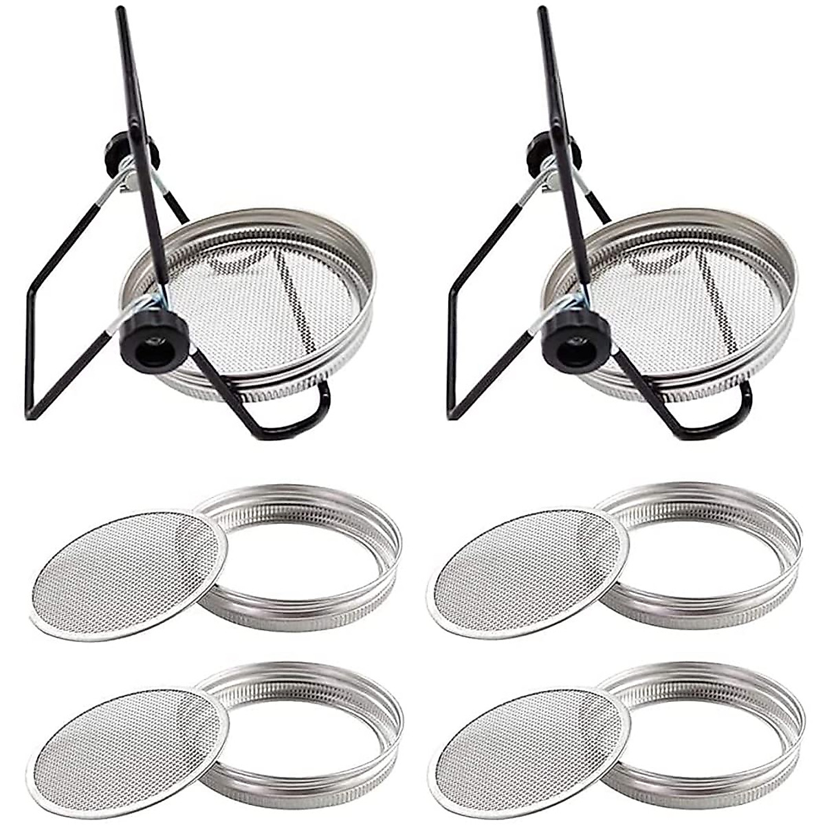KFUVW Sprouting Jar Germination Kit Accessories, Including Sprouting Lids for Wide Mouth Mason Jar (32 oz)/ Stands