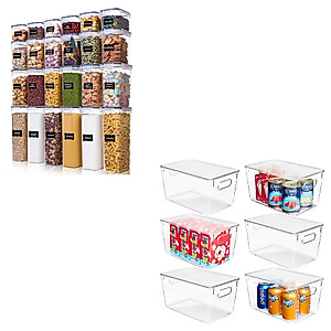 Vtopmart 24Pcs Airtight Food Storage Containers with Lids and 6Pack Clear Storage Bins with Lids