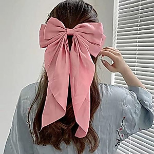 Ribbon Hairclip Vintage Satin Bow Bowknot Hairpin Women Hair Clip (Pink) 1 Count (Pack of 1)
