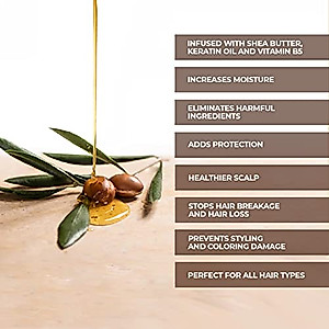 Q’lisse Moroccan Argan Oil Shampoo and Conditioner Set with Shea Butter and Keratin – Paraben, Silicone and Sulfate free - Natural Formula Hair Products - Hydrating and Moisturizing - Best for Dry, Damaged, Curly, Color Treated and Frizzy Hair - All Hair