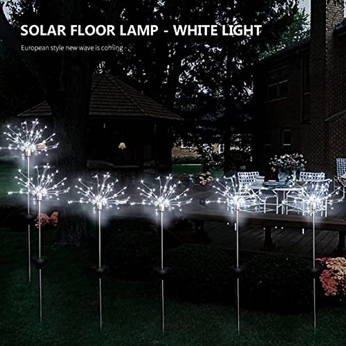 Solar Garden Decor Firework Lights - 1PC Led Solar DIY Flowers Fireworks Arrangement Lamp with 2 Lighting Modes for Outdoor Wedding Garden Walkway Patio Backyard Party Decor