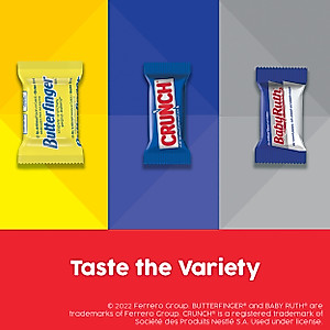 Butterfinger and Co. Bulk Chocolatey Candy Bag, Mix of Mini Butterfinger, CRUNCH, and Baby Ruth Milk Chocolatey Bars, Easter Basket Stuffers, 35.9 oz, 90 Count