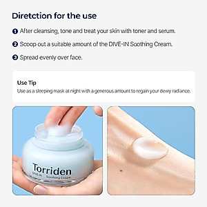 Torriden DIVE-IN Hyaluronic Acid Soothing Cream 3.38 fl oz | Revitalizing Facial Moisturizer for Sensitive, Dry Skin | Fragrance-free, Alcohol-free, No Colorants | Vegan, Cruelty-Free