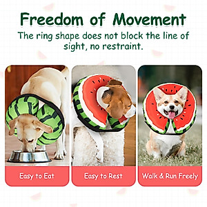 ipetstation Dog Cone Collar After Surgery,Waterproof Fabric Comfy Pillow,Dog Cone Alternative,Inflatable Dog Collars E Collar Elizabethan Collar for Dogs (Red-Green, M(Neck:9.84”-14.17”))