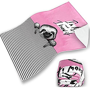 Loong Design Pink Lazy Sloth Throw Blanket Super Soft, Fluffy, Premium Sherpa Fleece Blanket 50'' x 60'' Fit for Sofa Chair Bed Office Travelling Camping Gift