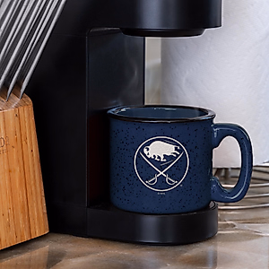 Rico Industries NHL Hockey Buffalo Sabres Navy Speckle 12oz Laser Engraved Campfire Mug