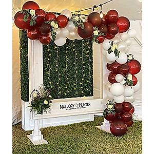 Wine Burgundy Balloon Garland Kit, 12" 5" Burgundy Balloons Gold Confetti Balloon 16 Feet Balloon Strip Tape Set for Burgundy Theme Party Wedding Decorations