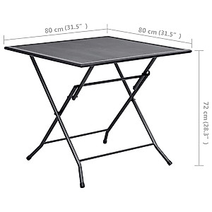 vidaXL Folding Mesh Table - Outdoor Dining Furniture – Weather-Resistant Steel with Anthracite Finish - Easy Storage