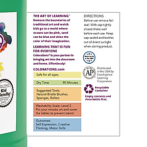 Colorations Washable Tempera Paint, Classroom Art Supplies, School Paints, Gallon Size, 12 Colors, Non Toxic, Bright Bold Color, Kids Paint, Craft, Hobby, Fun, Crafting Supply, Paint Set