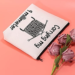 JXGZSO Knitting Storage Bag Carrying My 9 Millimeter Crochet Makeup Bag Knit Gift For Knitter Lover