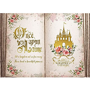 Avezano Once Upon a Time Backdrop Fairy Tale Birthday Party Background Old Opening Story Book Ancient Castle Wedding Baby Shower Birthday Party Decorations Banner Props(7x5ft)