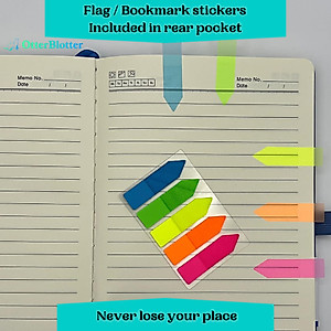 OtterBlotter Hardcover Lined Journal Notebook, Medium A5 5.7” x 8.4”, Work Note Book with Index Stickers, 100gsm Thick Paper, Pen Loop, Vegan Leather Journal for Men, Women, Notebooks for Work