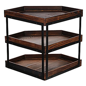 Elsjoy Countertop Wood Corner Shelf, 3-Tier Cabinet Wooden Corner Shelf Kitchen Counter Organizer Shelf, Cabinet Corner Rack for Pantry, Kitchen Storage