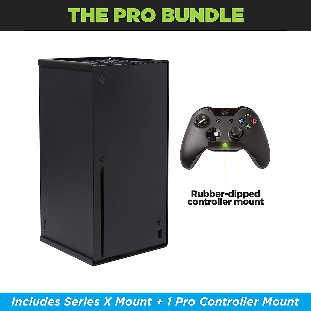 HIDEit Mounts for Xbox Series X and Controller, Steel Mount for Series X and Xbox Controller, Pro Bundle Wall Mount Kit for Xbox Series X and Rubber Dipped Controller Holder, British Registered Design