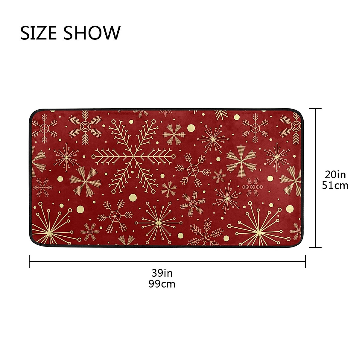 Christmas Rugs Christmas Snowflakes On Dark Red Rugs for Kitchen Bathroom Christmas Decorative Doormat Small Carpet Mat 39 x 20 inch